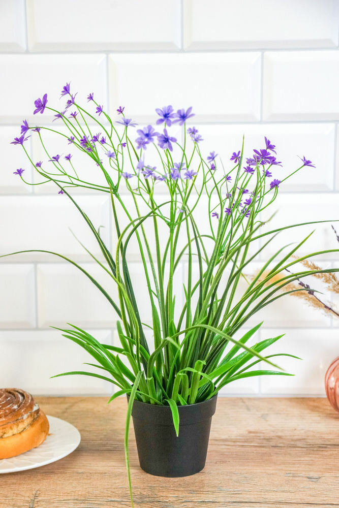 Искусственные цветы в горшке очарование флоры, сиреневые, 38 см, Summer Deco 5010055