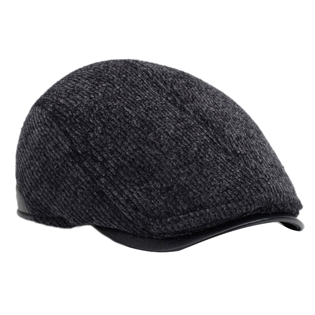 Мужская зимняя шерстяная шапка Британский ретро-берет-серый