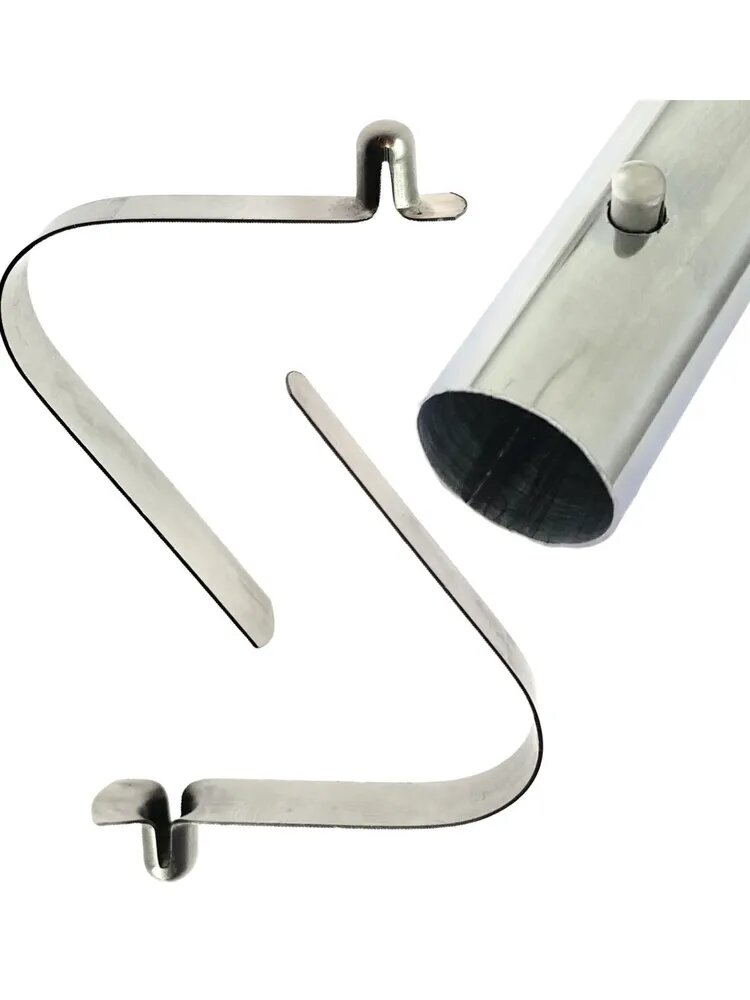 Комплект пружинных V-образных кнопок-фиксаторов из нержавеющей стали для труб 18-40 мм с одной кнопкой D6x8 мм (2 шт.)