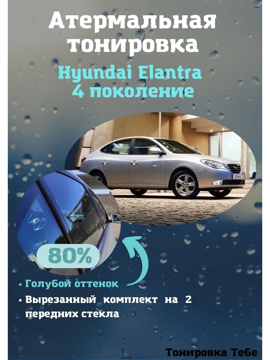 Атермальная тонировка Hyundai Elantra 4 80% голубая