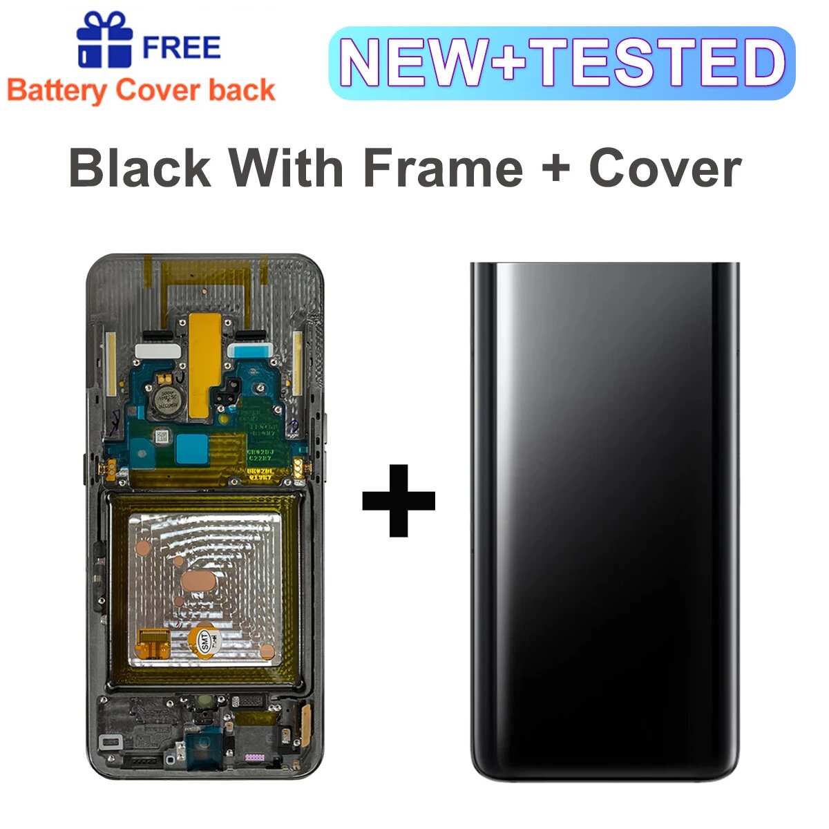 Дисплей Samsung Galaxy A80 Black с рамкой и крышкой