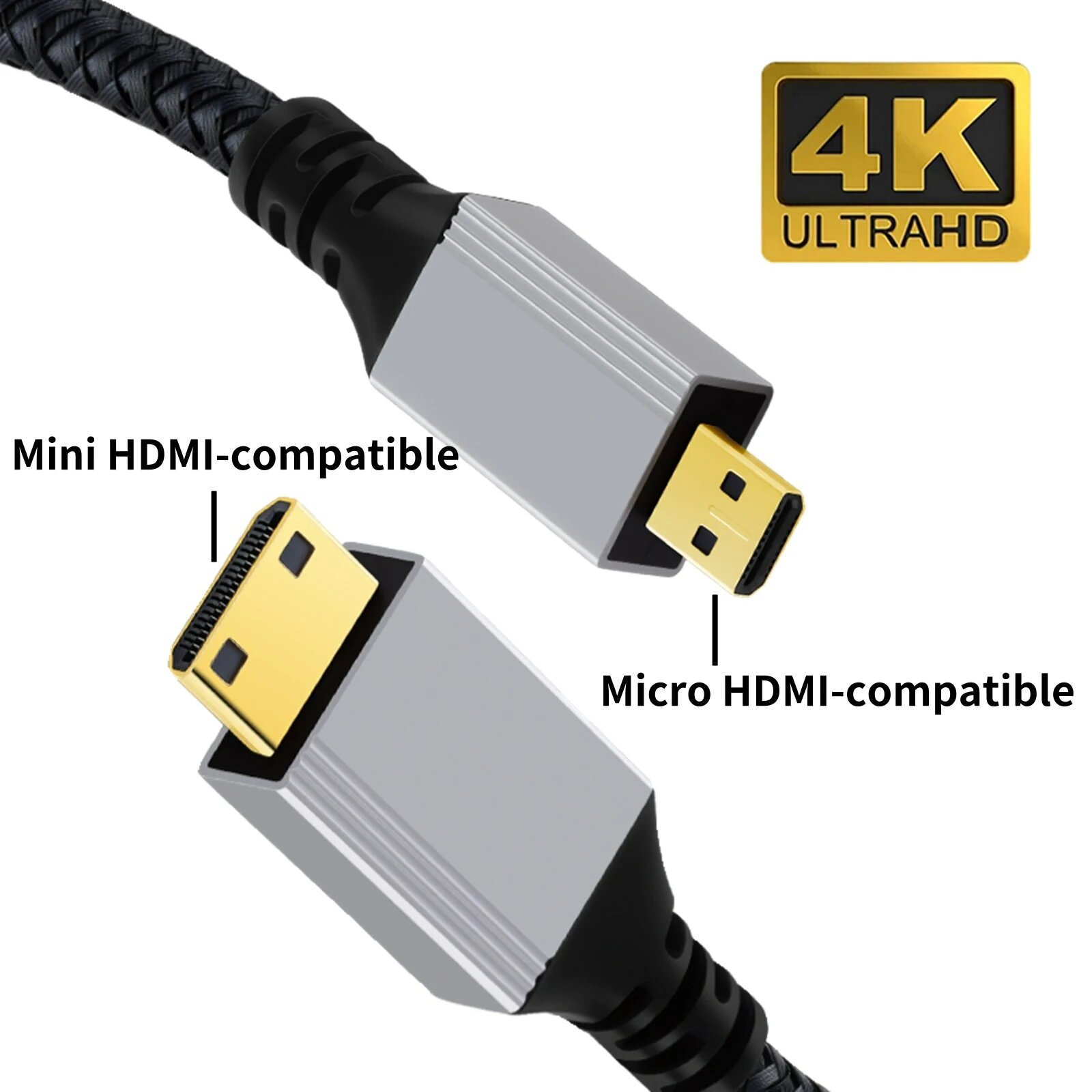 Micro HDMI - Mini HDMI кабель 1 м, 1080P PVC — фото 1