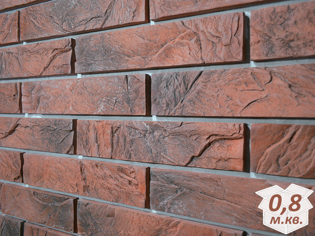 Декоративный камень Русский Камень Уральский скол Красный обожженный, 0,8 м. кв.