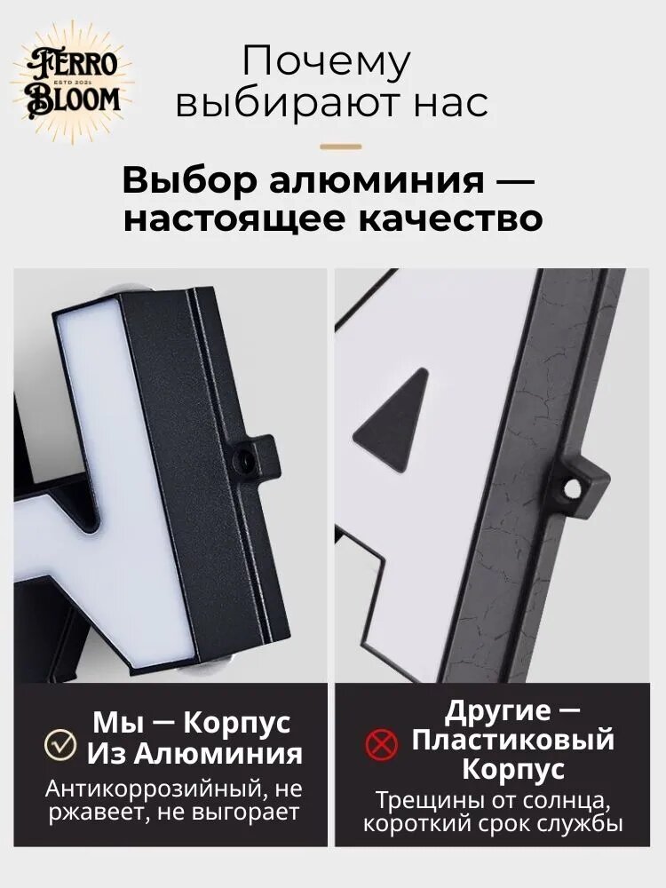 Светящийся номер на дверь 8 LED, уличный алюминиевый, белый цвет, для дома, сада, дачи — фото 1