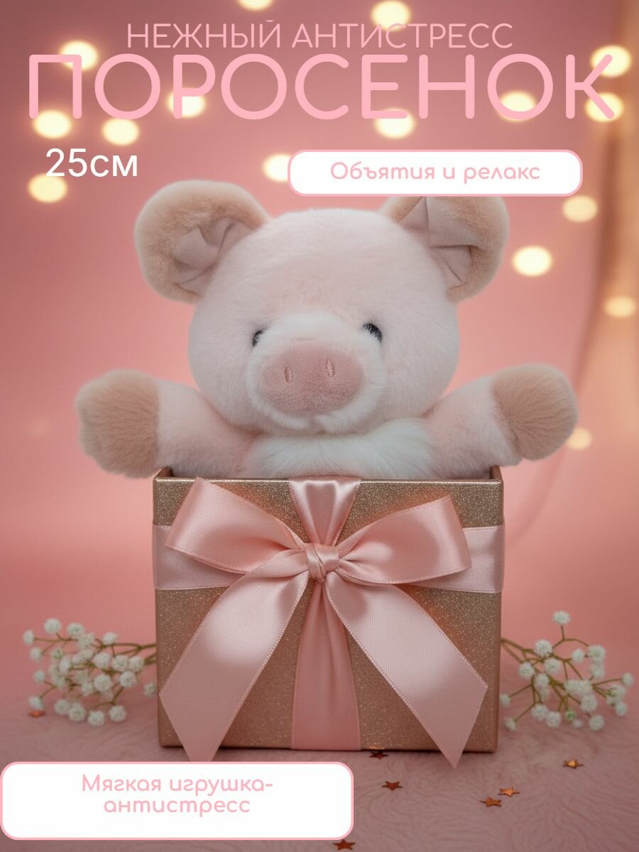 Мягкая игрушка антистресс - Поросёнок(свинка) 25см