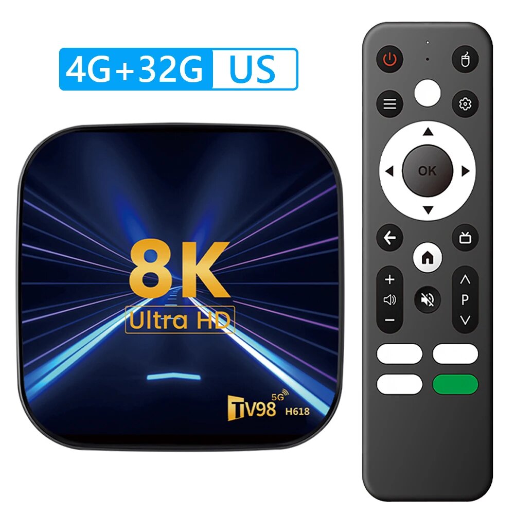 ТВ-приставка 16/32/64 ГБ Android 14 8K HD Медиаплеер Поддержка приложения Android TV и BT 5.0 2,4G/5G Dual WiFi Set Top Box Android Box