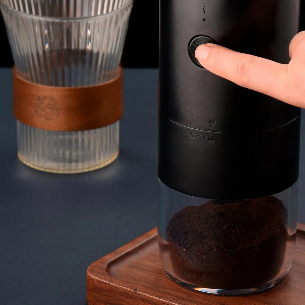 Кофемолка COFI аккумуляторная, жерновая система помола, регулировка помола, черный матовый цвет — фото 1