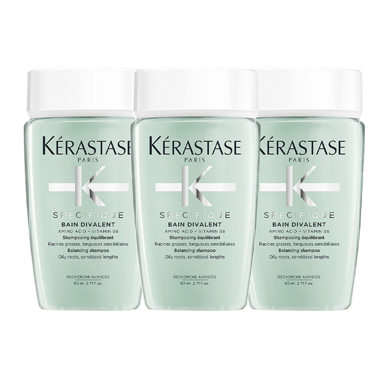 Шампунь женский KERASTESE Bain Divalent для жирных корней и сухих длины, Function Shampoos 80ml*3