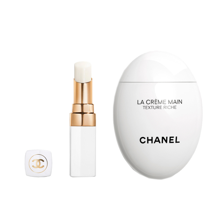 Комплект ухода женский CHANEL Refined Care, крем для рук и бальзам для губ, 2 предмета, успокаивает кожу, защита от трещин