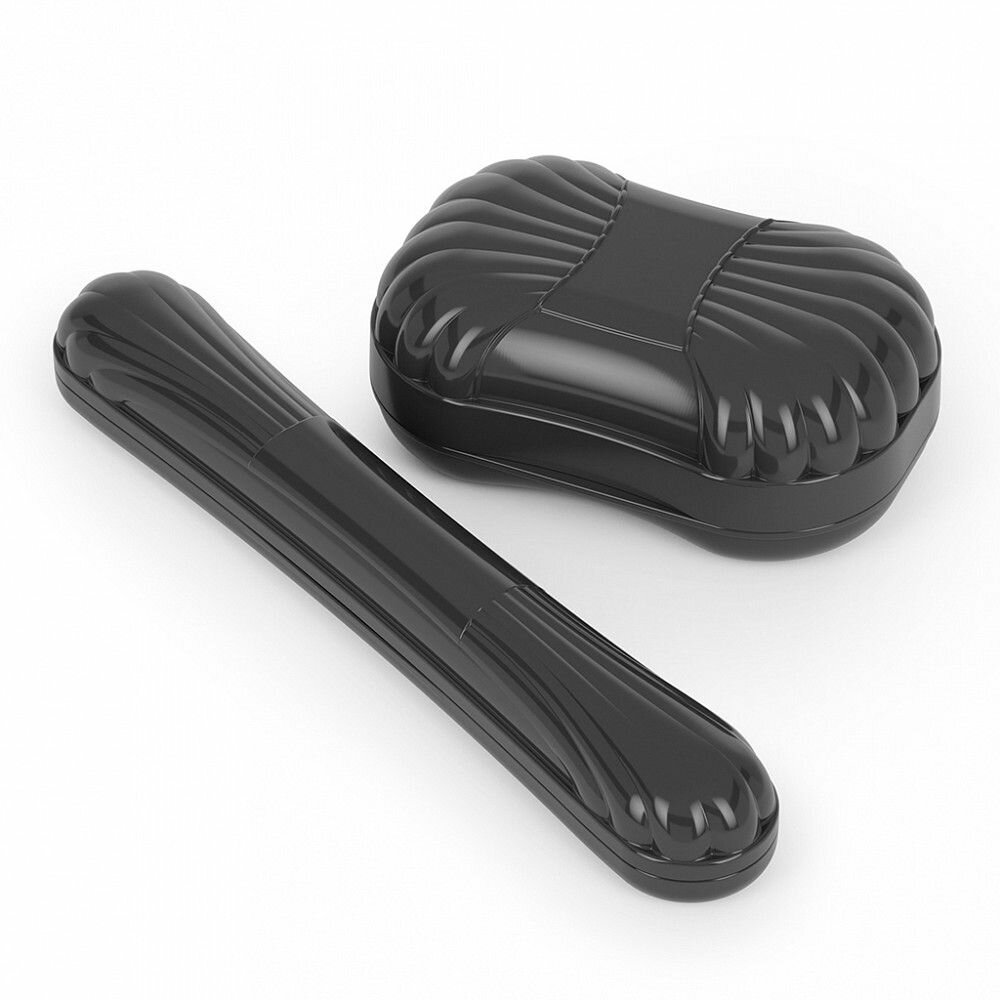 Набор дорожный 2 предмета: мыльница, футляр для зубной щетки, пластмассовый "Дорожный", графитовый (Россия)