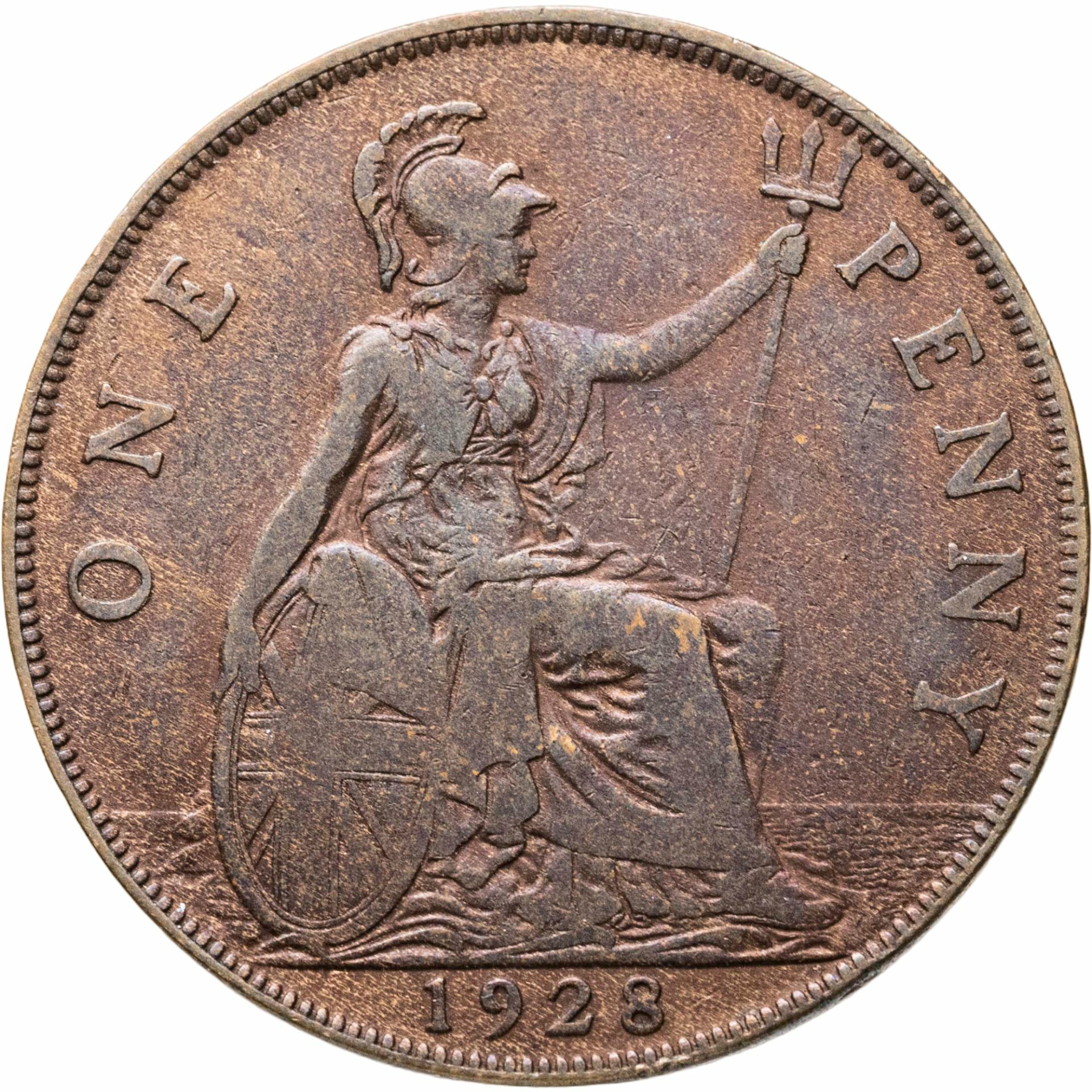 Великобритания 1 пенни penny 1928, Бронза, в сохранности VF-XF
