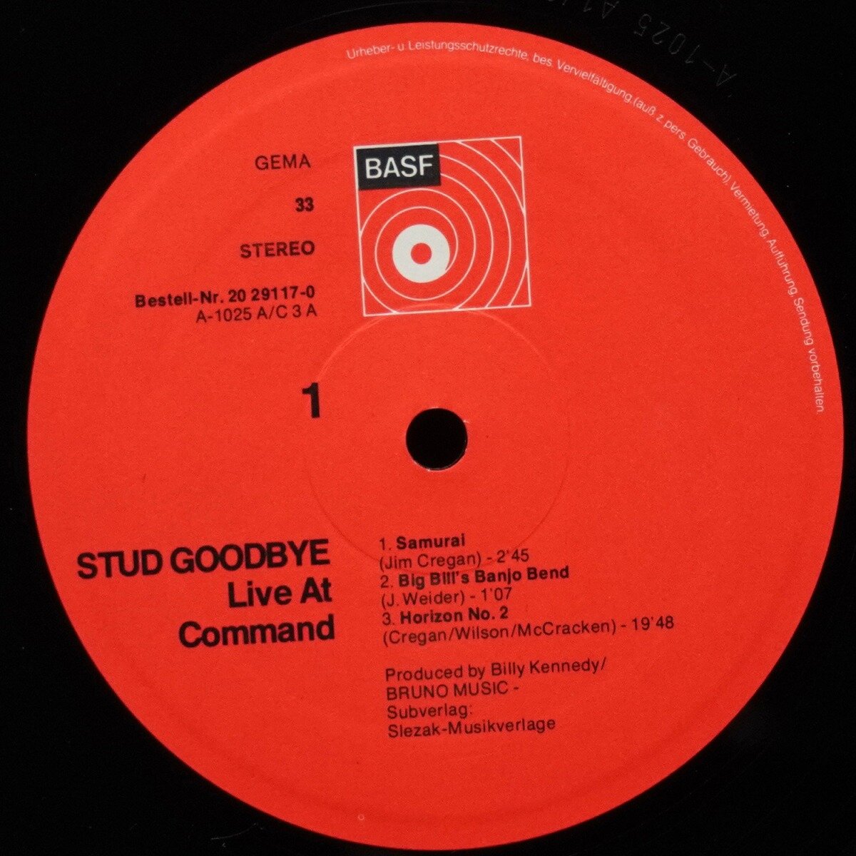 Виниловая пластинка Basf Stud – Goodbye (Live At Command) — фото 1
