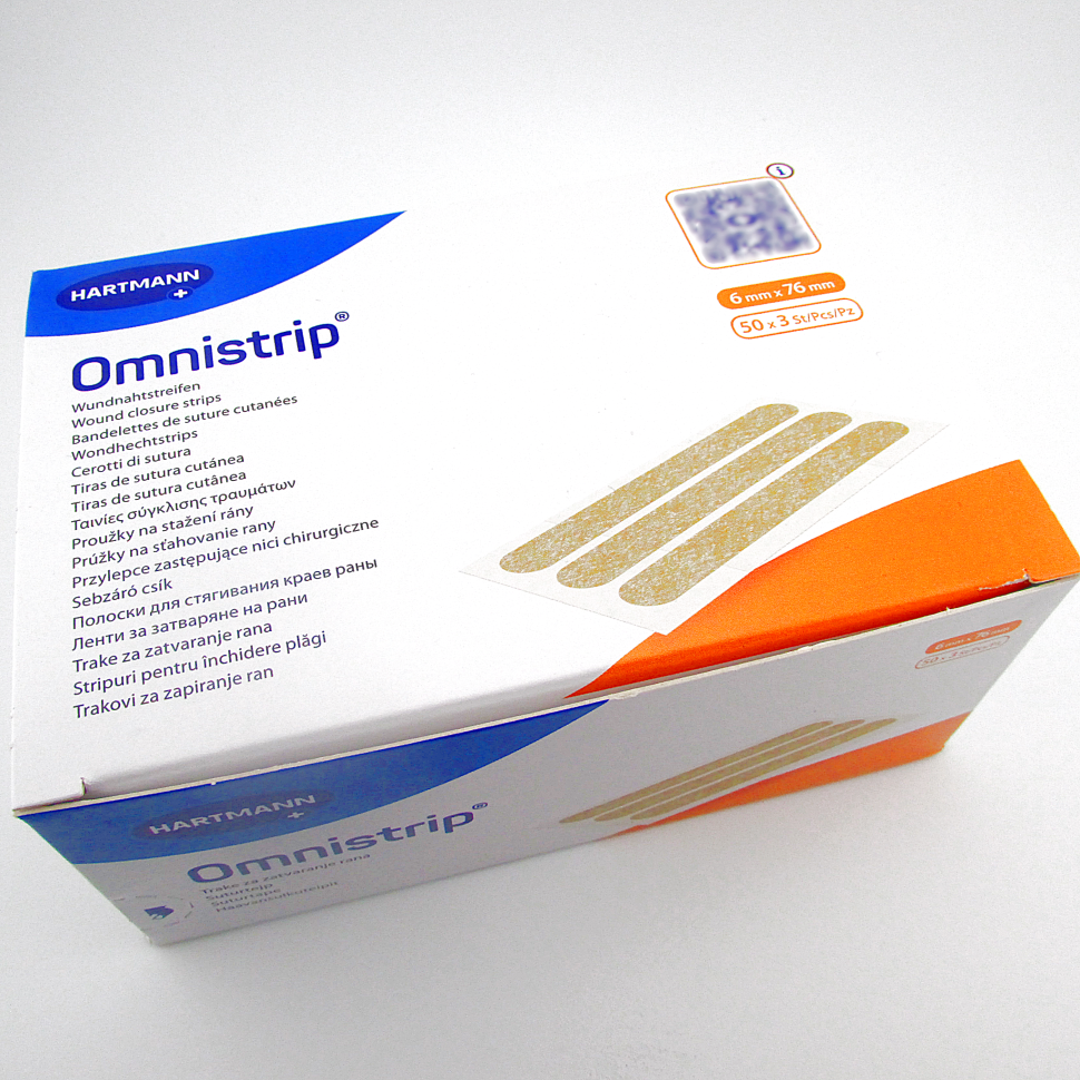 Полоски пластырные Омнистрип (Omnistrip) гипоаллергенные стерильные размером 6х76мм, 540683 (упаковка 150шт (50бл х 3шт))
