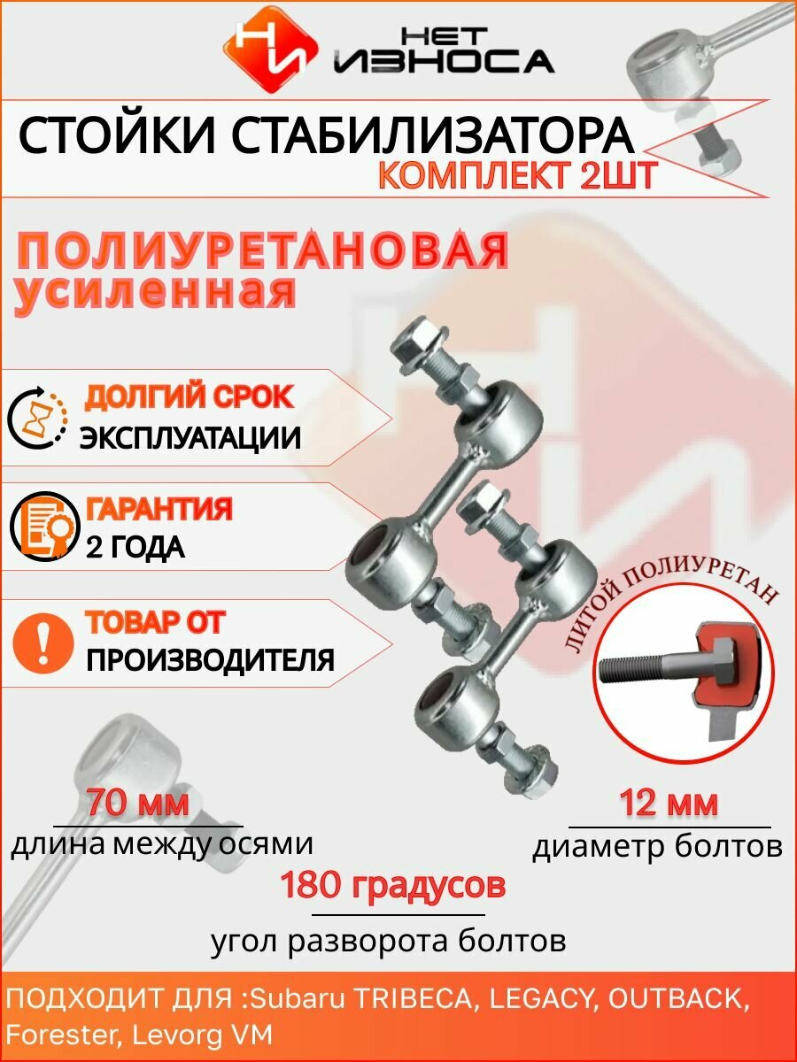 Стойки стабилизатора усиленные полиуретановые NL207-2 (комплект 2 шт) Subaru TRIBECA, LEGACY, OUTBACK, Forester SJ, Levorg VM