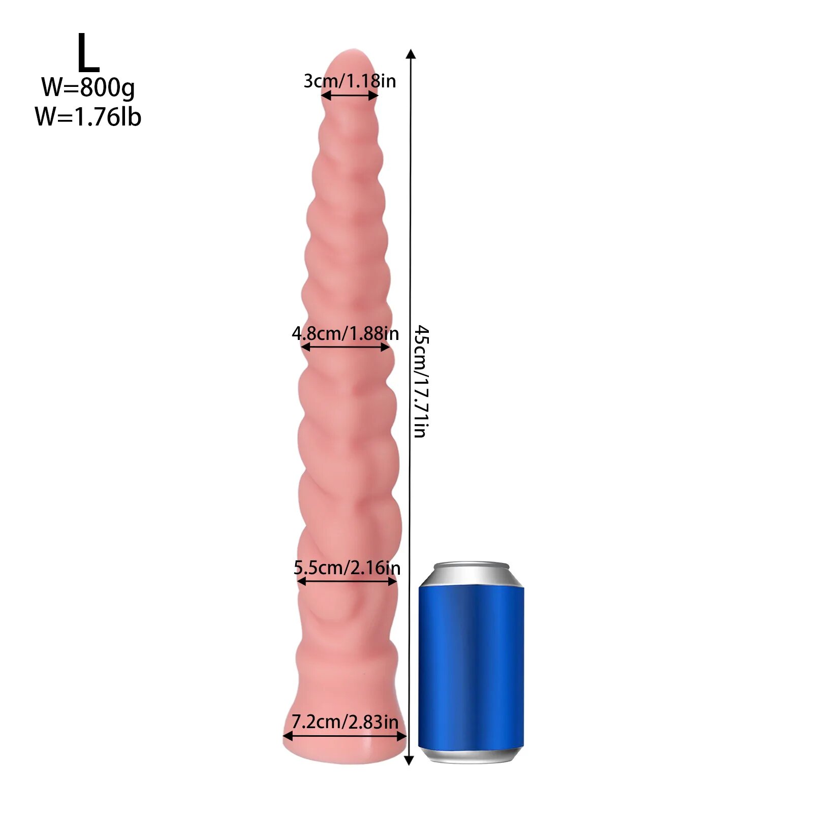 4-размерные анальные пробки с резьбой, удлиненный гибкий спиральный фаллоимитатор, Flesh color-L