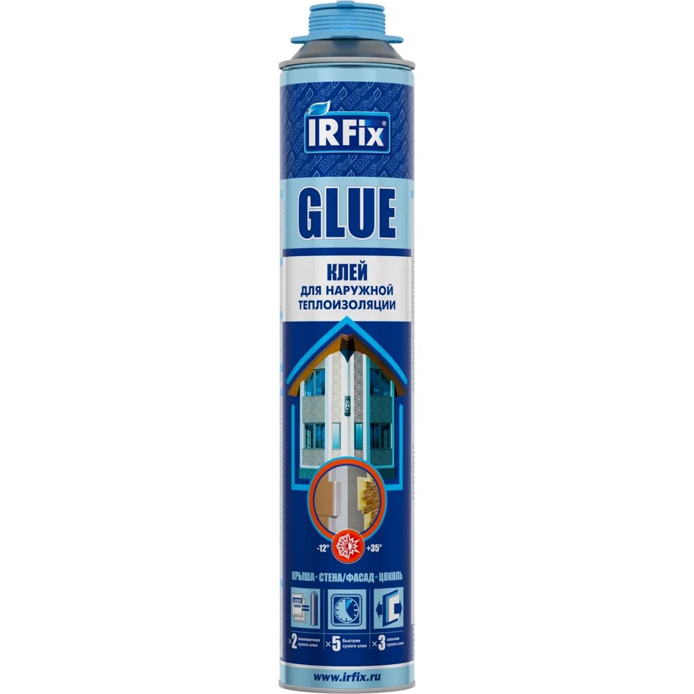 Клей-пена IRFIX Glue для пенополистирола профессиональный всесезонный 800мл 10016 надежной конструкции