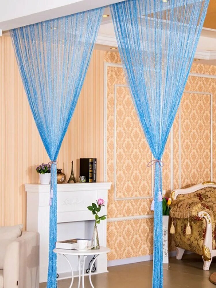 Занавеска на дверь из бусин 100x200 см синий