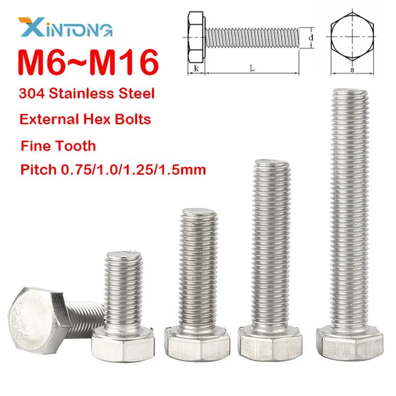 Болты М6-М16 нержавеющая сталь 304 M6 x 0.75 x 50mm