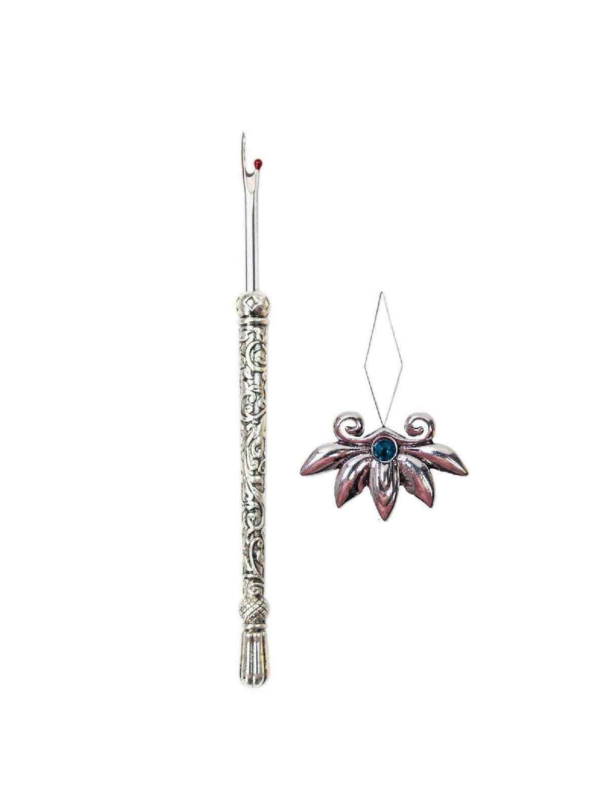 Набор штопор и нитковдеватель металлический винтажный, серебро