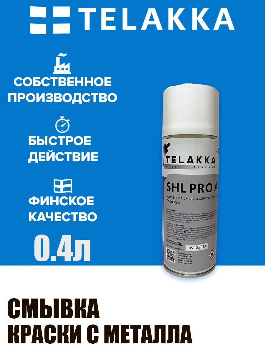 Снятие старой краски с металлической поверхности автомобиля от финского бренда TELAKKA 0,5л