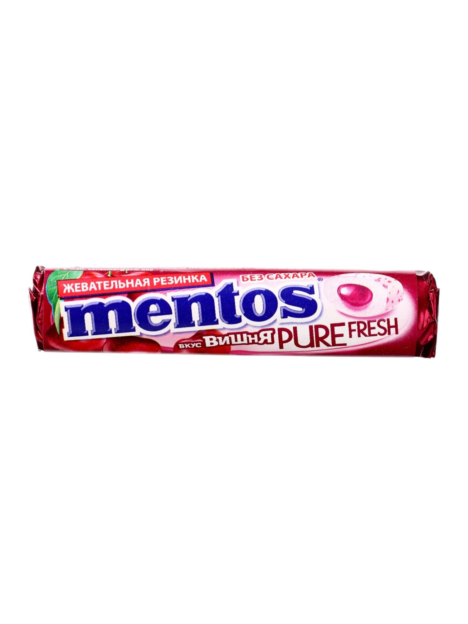 Жевательная резинка Mentos, со вкусом вишни, вес 15.5 г, с жидкой начинкой