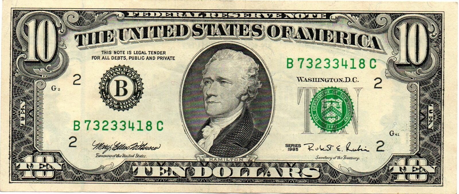 10 долларов 1995 год США 73233418