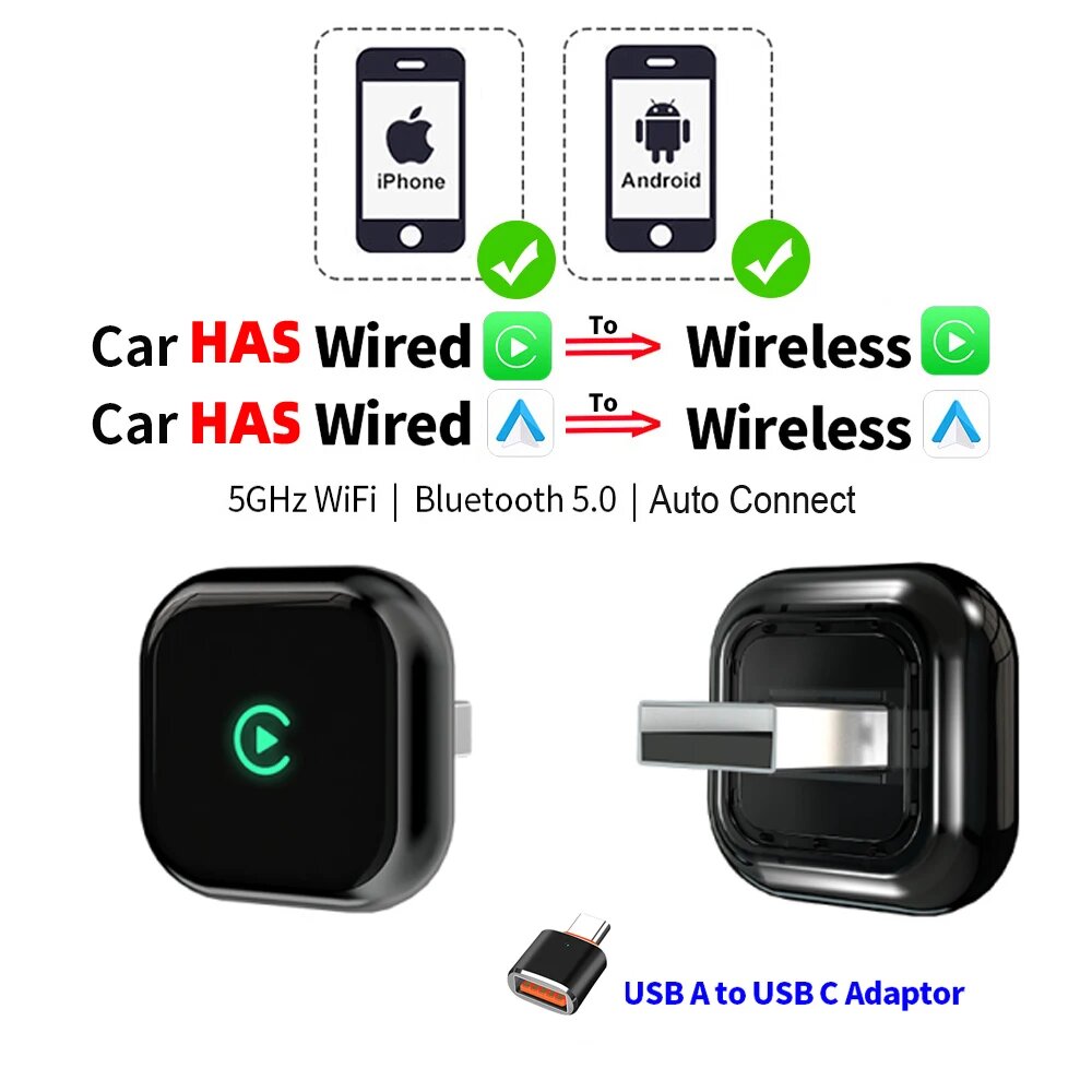 Беспроводной CarPlay/Android Auto адаптер EKIY Mini, Wi-Fi, USB, Color: EC15-HMH