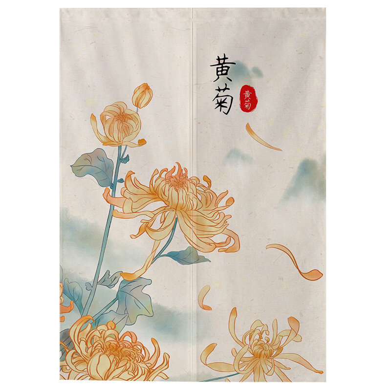 Дверная занавеска в китайском стиле, перегородка-занавеска, кухонная занавеска, домашняя полудлинная тканевая занавеска для спальни, тканевая занавеска в китайском стиле, подвесная занавеска без сверления.