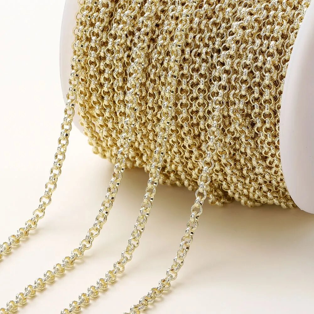 Цепь декоративная для бижутерии, латунь с позолотой 14K , цепочка для рукоделия,1 метра