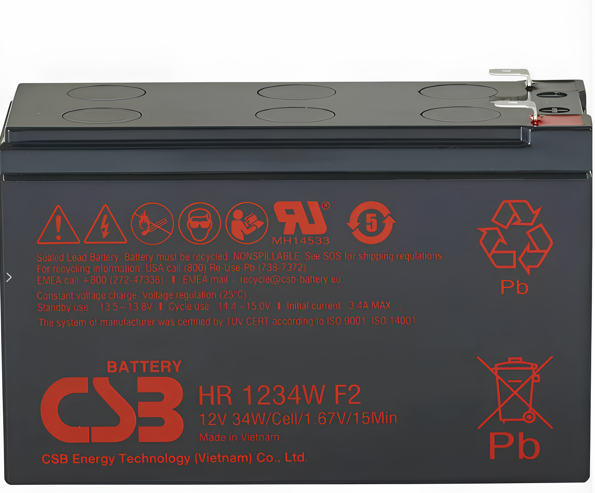 Аккумуляторная батарея CSB HR1234W F2, свинцово-кислотная, для ИБП