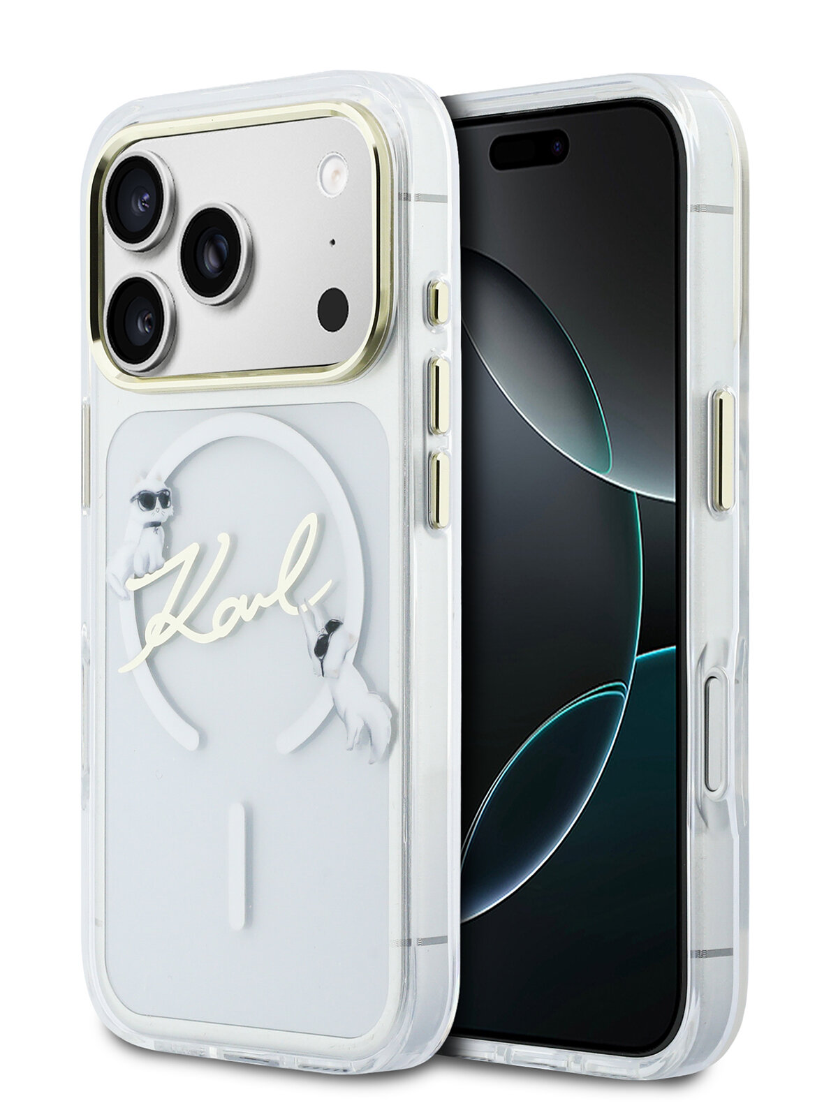 Чехол Karl Lagerfeld на iPhone 17 Pro, с магнитами MagSafe, с принтом IML Choupette, прозрачный