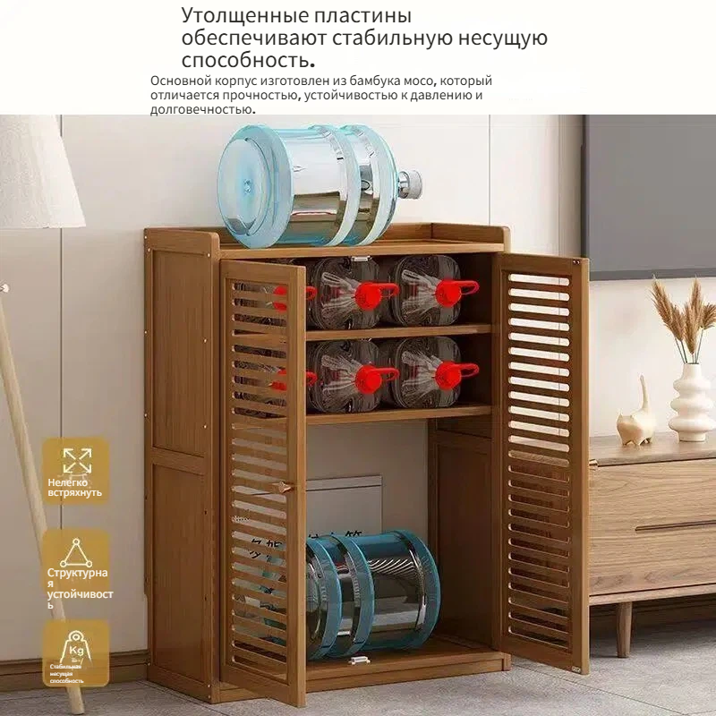 Тумба, с полками, открытая, МДФ/бамбук, глянцевая, 59 см х 25 см х 67 см