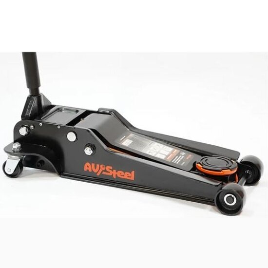 Домкрат гидравлический подкатной AV Steel 4т, 100-565 мм, 2 поршня, быстрый подъём, низкопрофильный