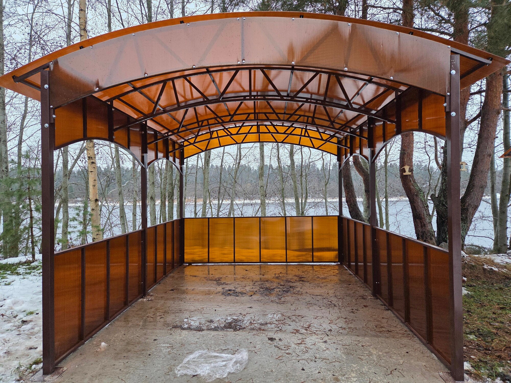 Беседка-навес Дельта 3х4 м с поликарбонатом, металлическая беседка, навес