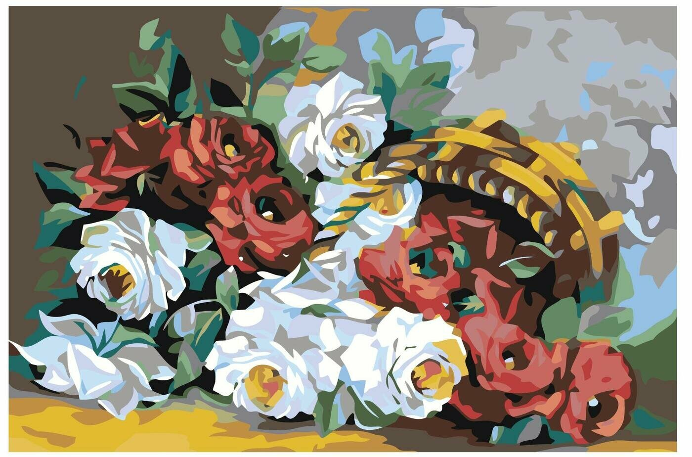 Картина по номерам, 40 x 60, KRYM-FL003, цветы, маки, букет, живопись, натюрморт