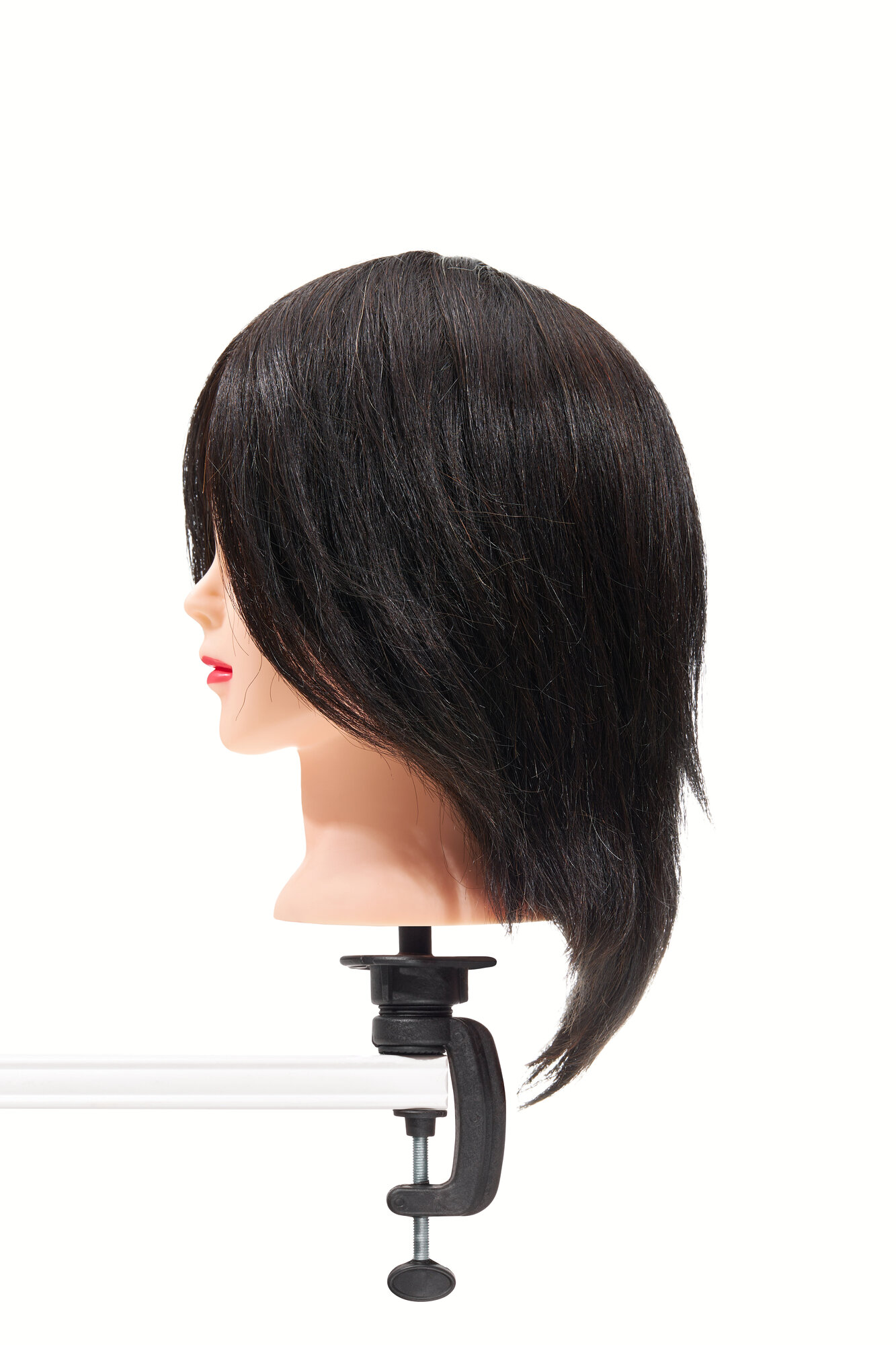 Манекен для причесок с креплением, учебная голова, натуральные волосы 25 см