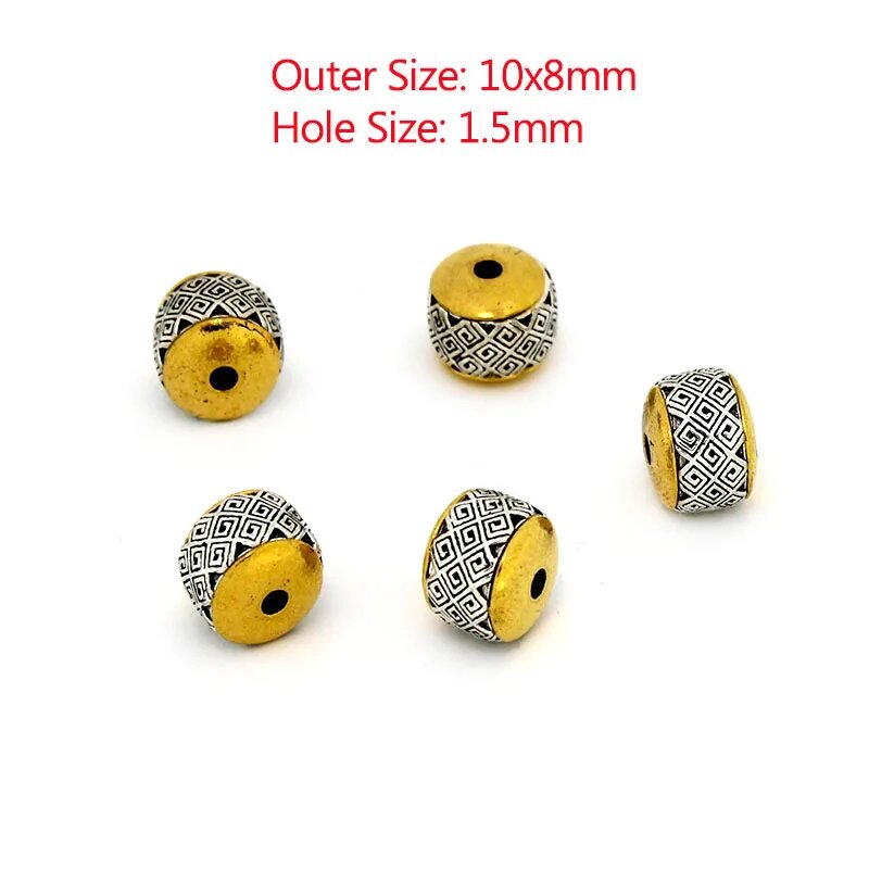 5 шт./лот антикварные тибетские серебряные узор свободные бусины подвески из сплава с большим отверстием бусины-разделители для браслета DIY фурнитура для изготовления ювелирных изделий