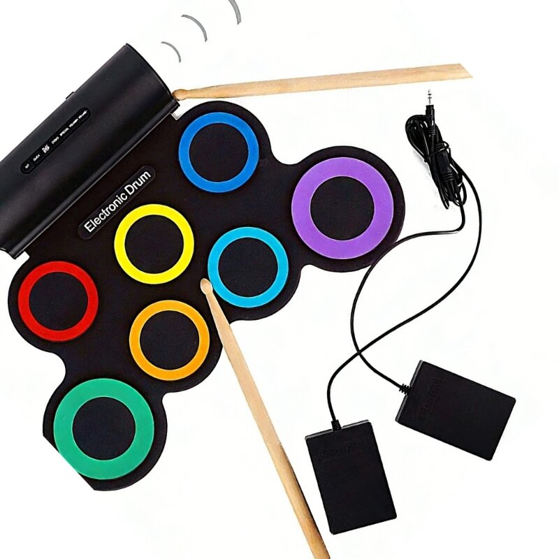 Портативный USB-электронный барабан, подходящий для любителей музыки, С богатой звуковой библиотекой, включая рок-ритмы