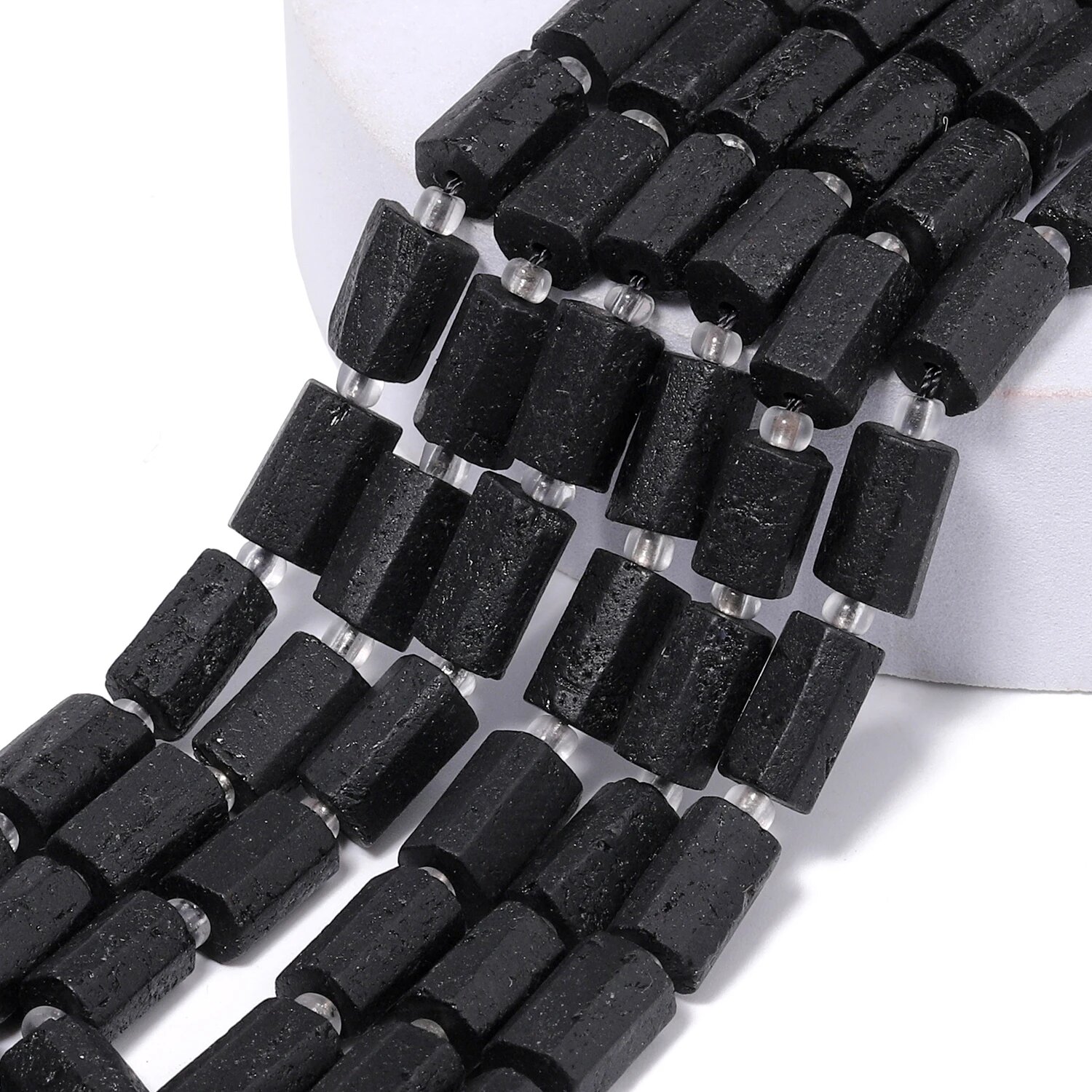 Бусины из натурального камня хilitata 8-11 мм Черный, 19cm 13-15pcs, Matt tourmaline