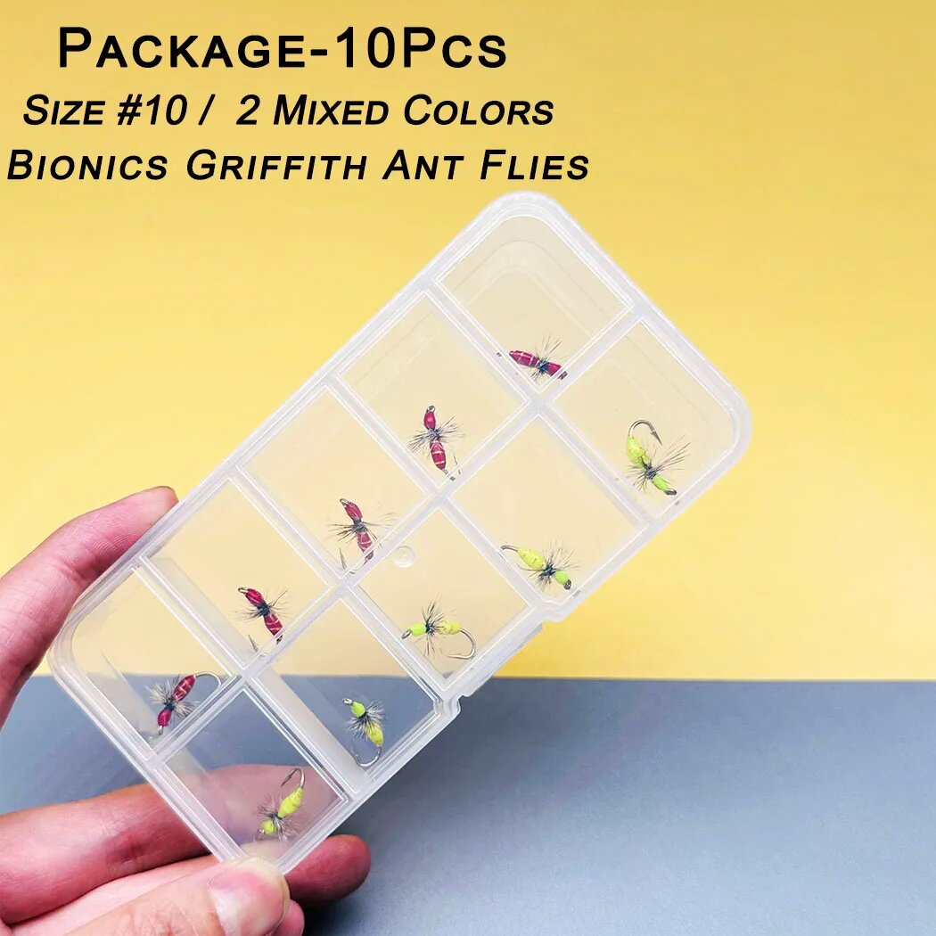 Мушки для нахлыста Qievcrme, 10 шт, зеленые/красные