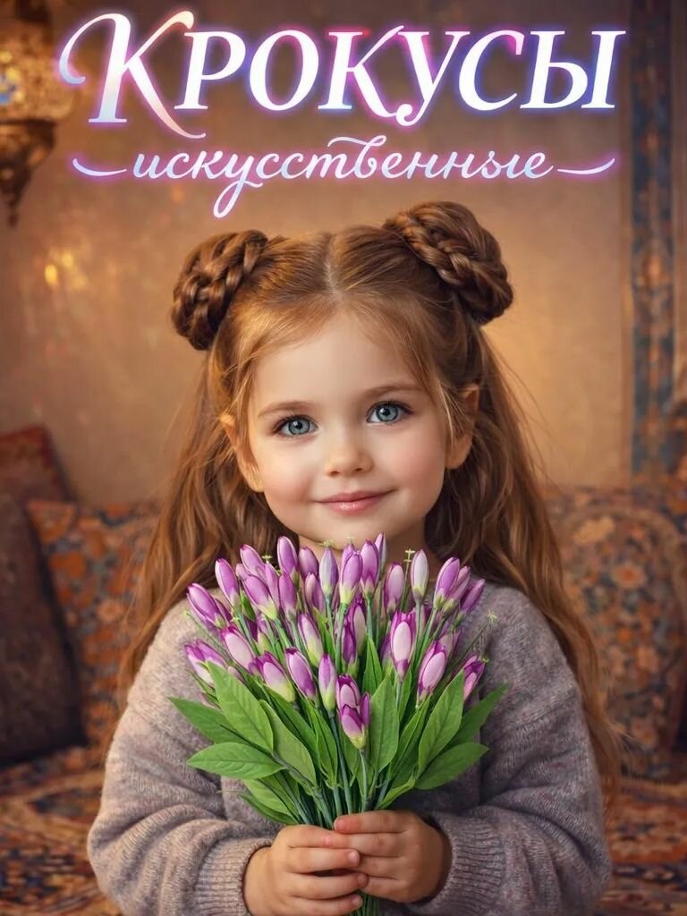 Крокусы искусственные 3шт. цветы для декора или на кладбище