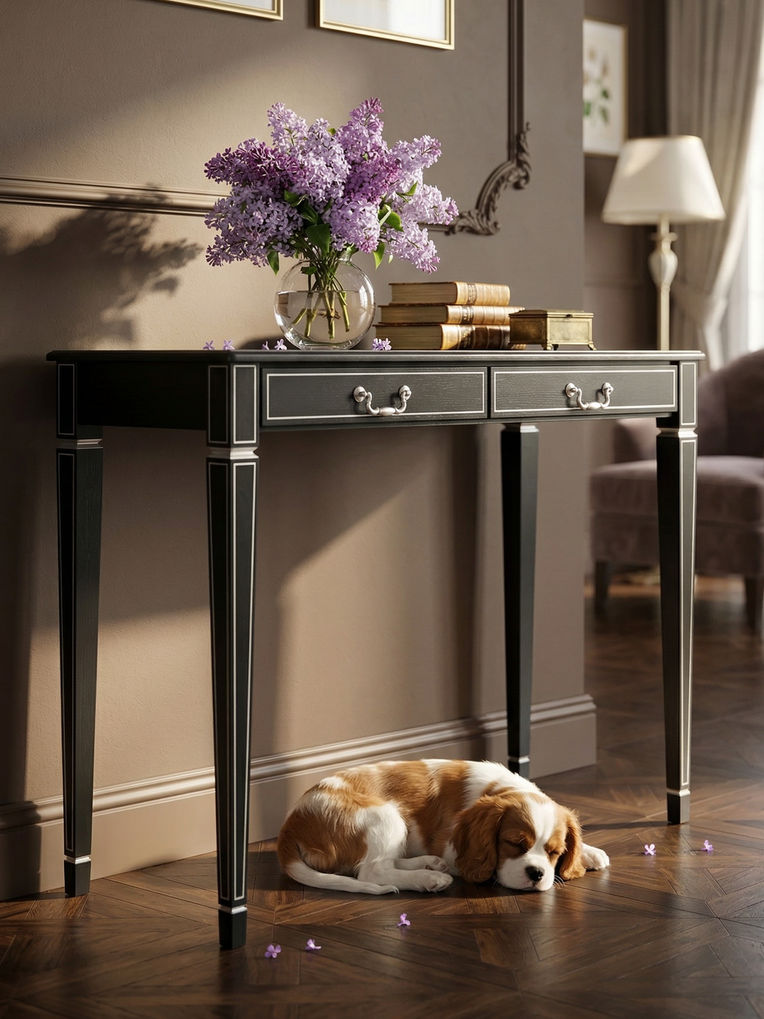 Консоль IFERS в прихожую, спальню Васко В 91Н с ящиками цвет венге/серебро