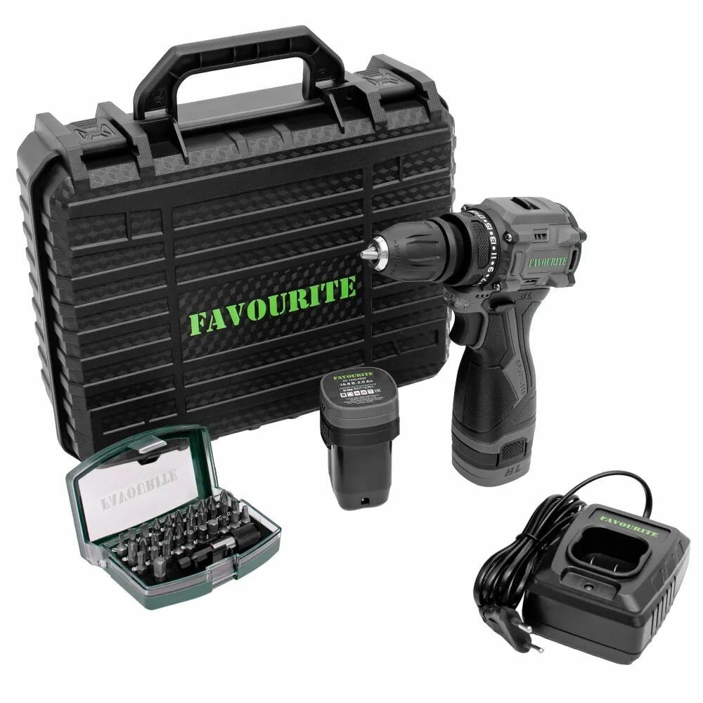 Шуруповёрт бесщеточный, Импакт аккумуляторный DC 1620 PROF FAVOURITE, (16.8 В, 2 Ач, 40 Hm, съемный патрон)