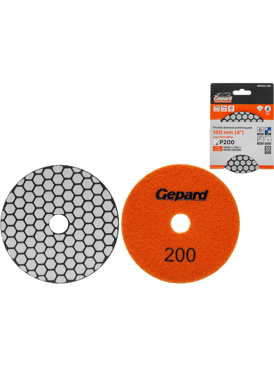 Шлифовальный круг алмазный гибкий (черепашка) d 100 мм P200 GEPARD (GP5023-200)