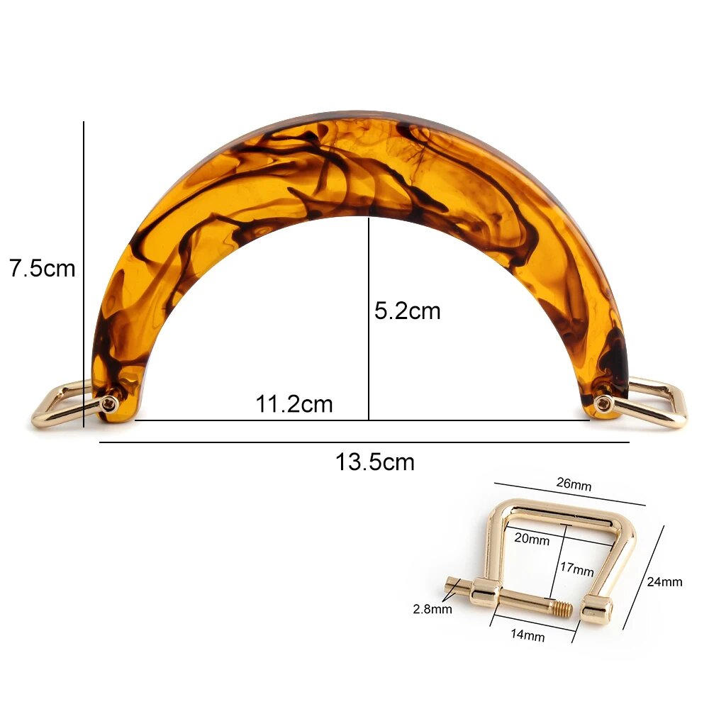 Женская Зеленая Акриловая Ручка Для Сумки С Квадратной Пряжкой, Полукруглый Аксессуар Brown Style1