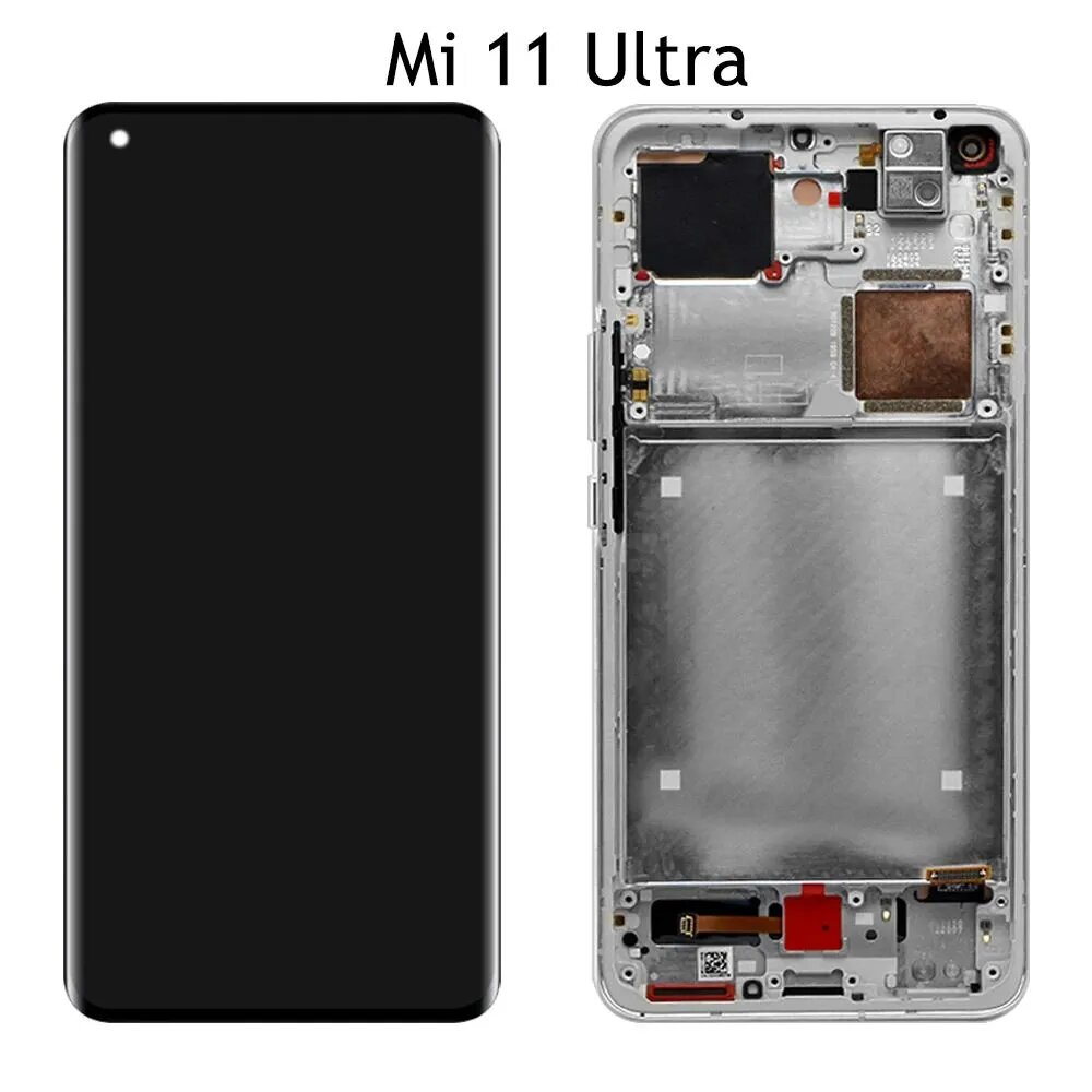 6.81 дюймовый AMOLED для Xiaomi Mi 11 Ultra, M2102K1G, M2102K1C, LCD дисплей с рамкой, сенсорный экран, панель дигитайзера, черный