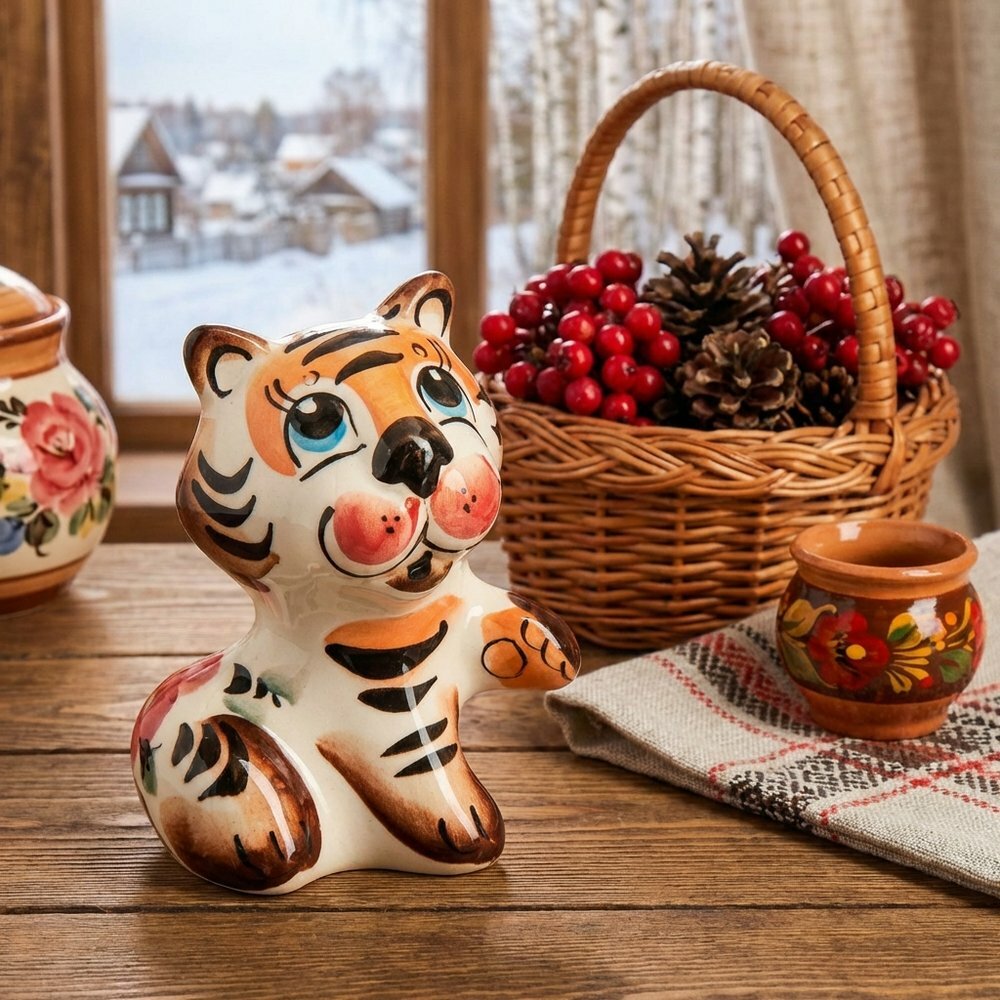 Фигурка Тигр цв. ГЛ-681 Народные промыслы Фарфор