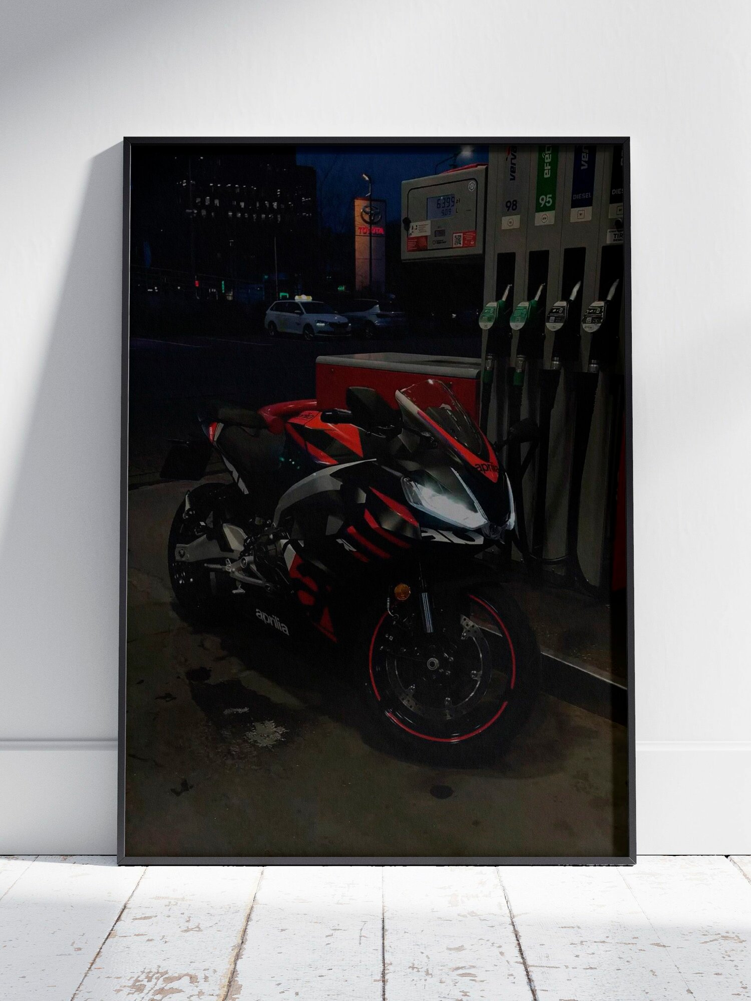 Плакат на стену для интерьера Мотоцикл (Aprilia RSV4 Factory 3) - Постер по мото и байкам формата A4 (21x30 см)
