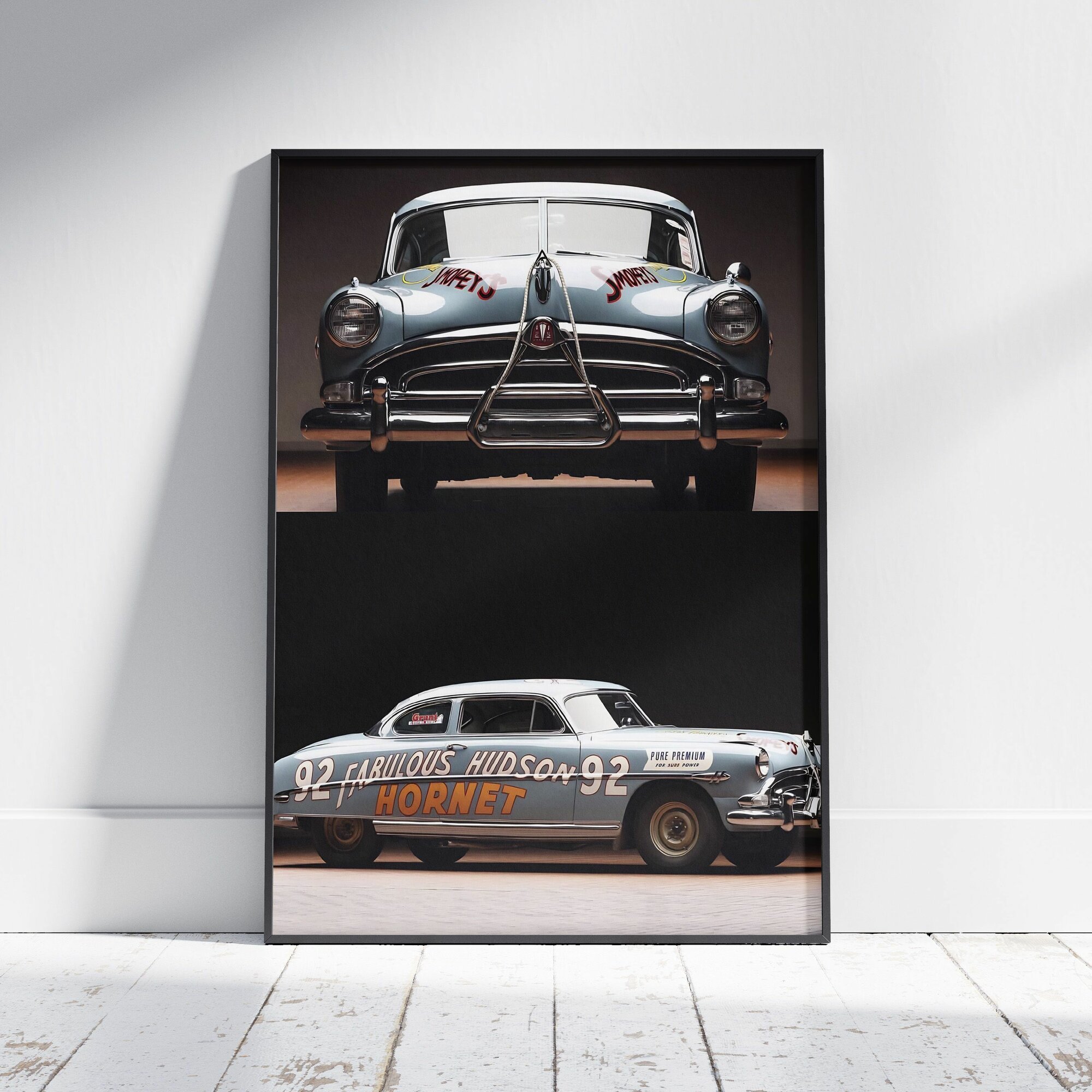 Плакат на стену для интерьера Культовые машины (Hudson Hornet 5) - Постер по легендарным и классическим ретро автомобилям формата А4 (21x30 см)