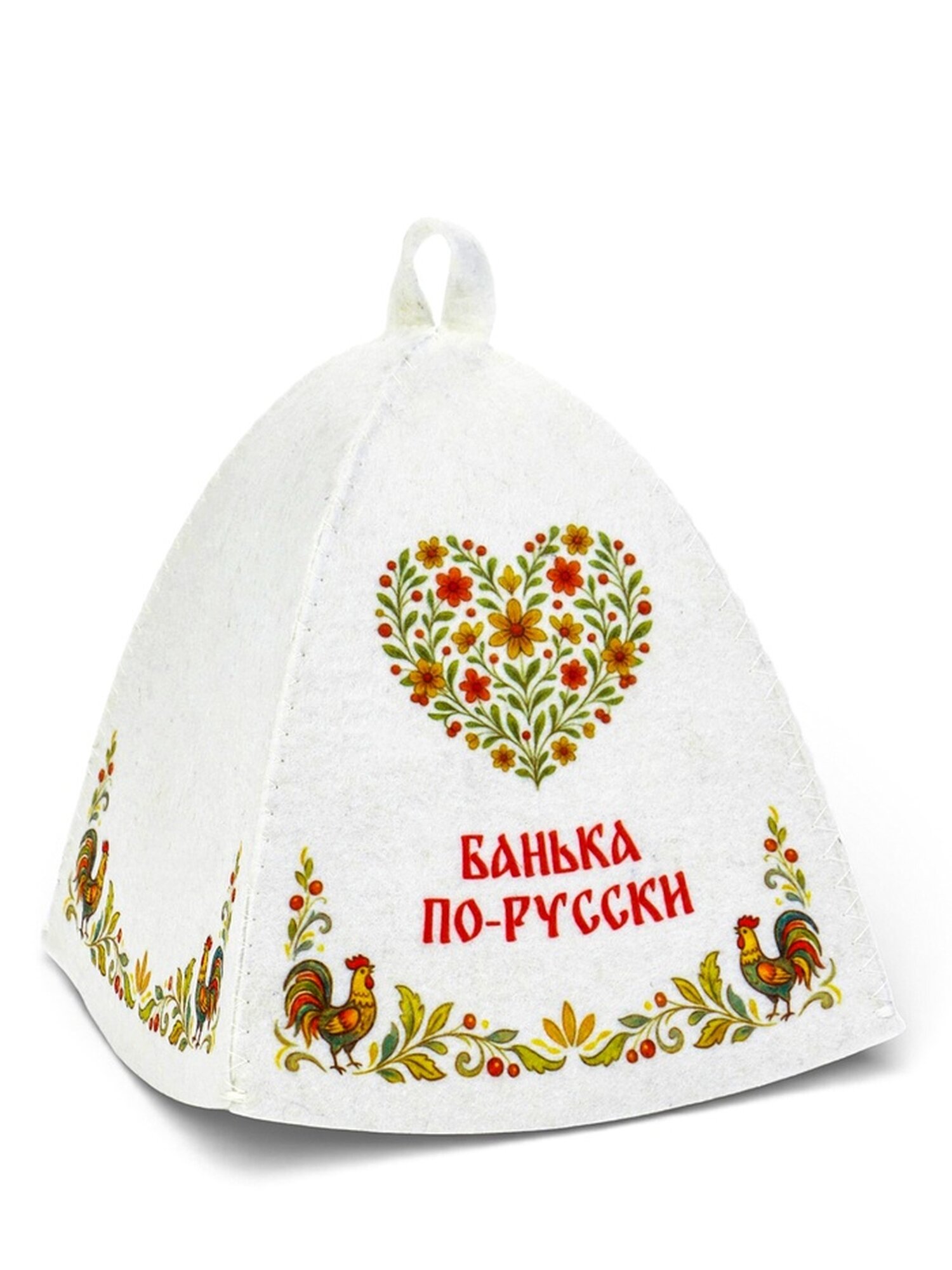 Шапка банная для бани и сауны «Банька по-русски», полиэфир, шерсть